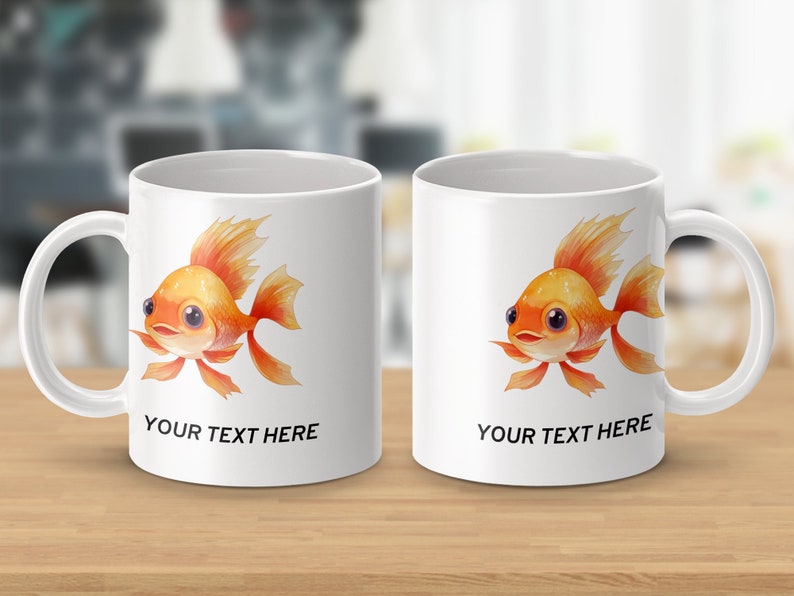 Customizable Goldfish Mug, Cute Fish Illustration, Personalized Text ...