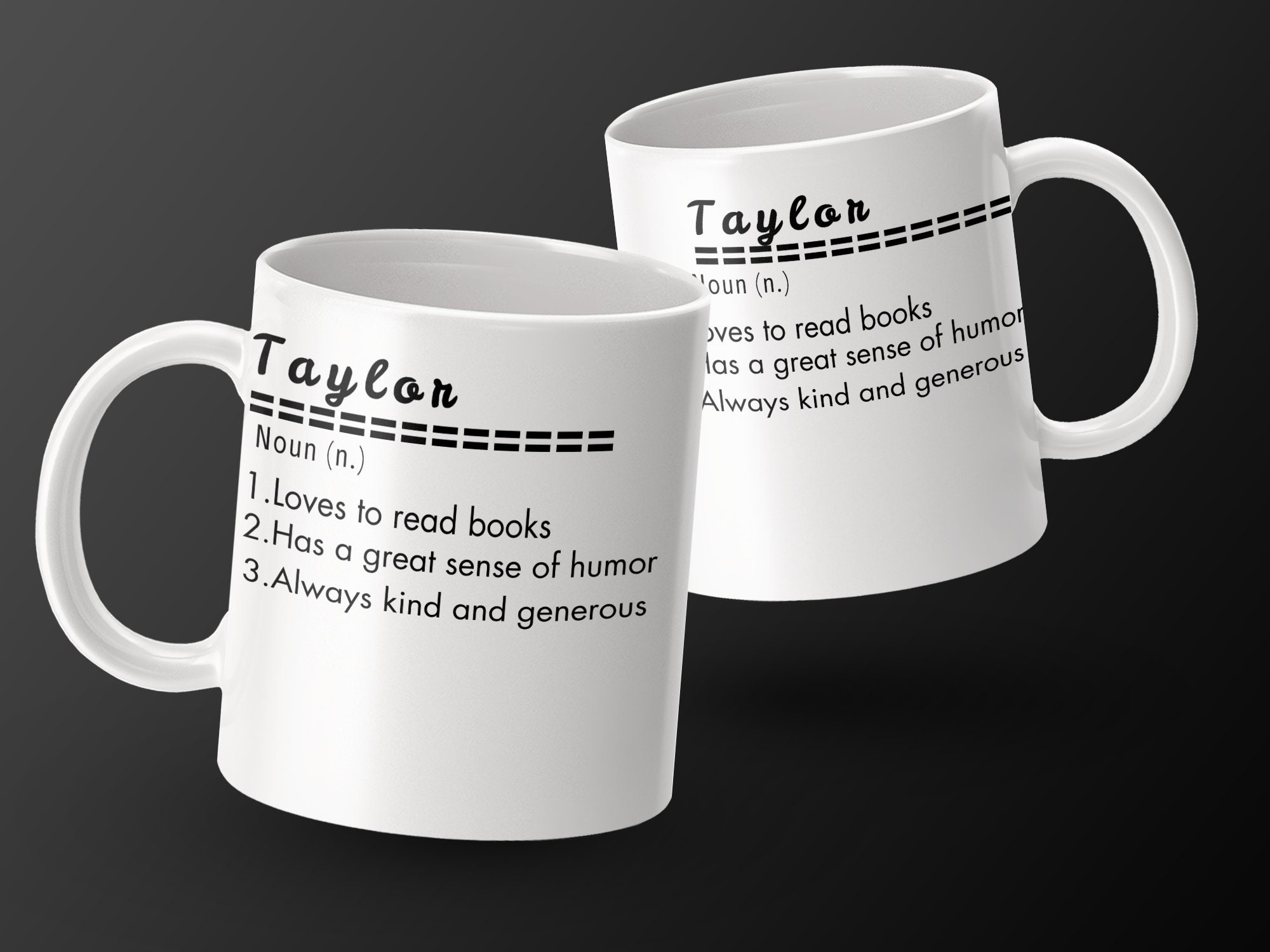 Personalized Name Definition Mug, Custom Taylor Mug, Book Lover Coffee Cup, Unique Gift for ...