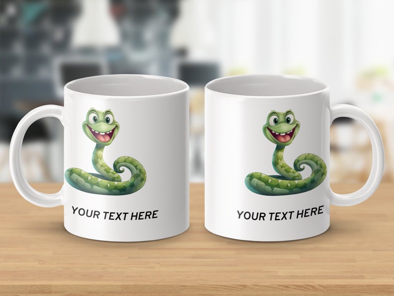 Cartoon Green Snake Coffee Mug: Personalized Animal Print Drinkware - Etsy