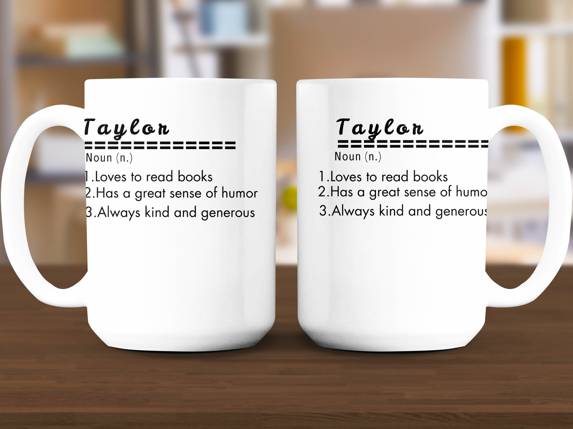 Personalized Name Definition Mug, Custom Taylor Mug, Book Lover Coffee Cup, Unique Gift for ...