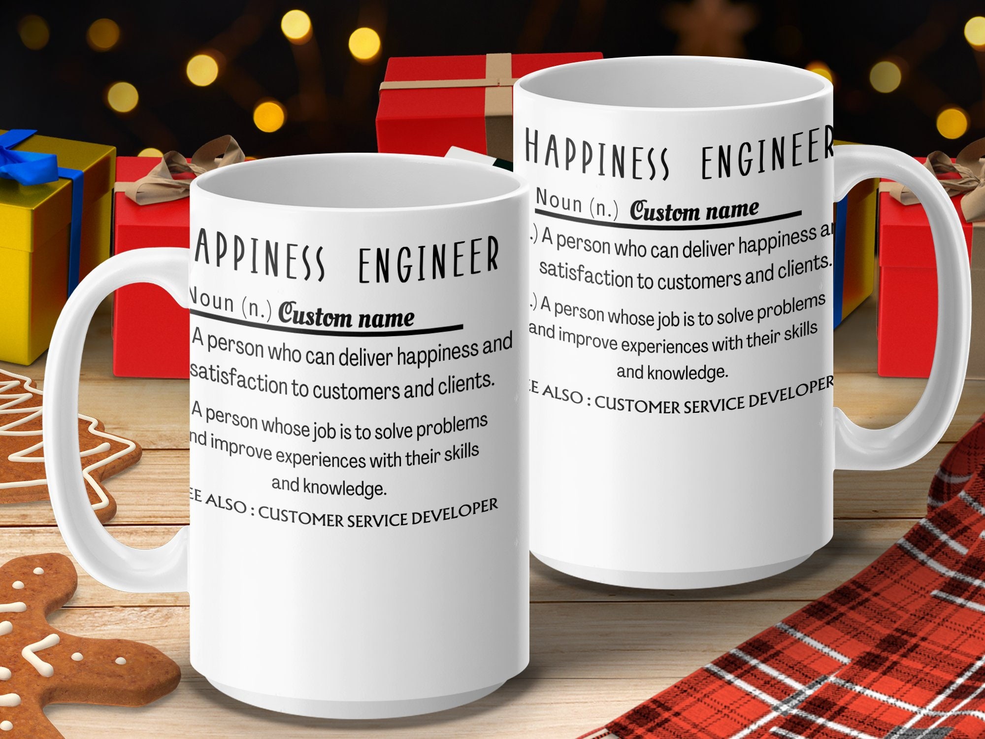 Happiness Engineer Definition Mug, Custom Name Office Coffee Cup ...