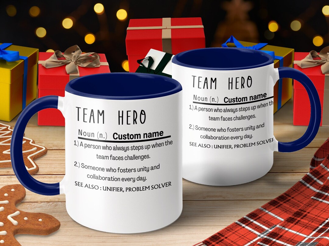 Personalized Team Hero Mug, Custom Name Definition, Office Teamwork ...