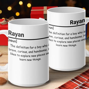 Personalized Name Mug, Definition for a Boy, Brave Curious Handsome ...