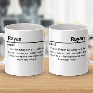 Personalized Name Mug, Definition for a Boy, Brave Curious Handsome ...