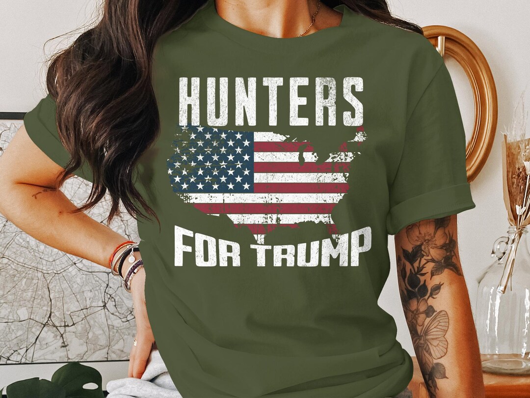 Hunters for Trump T-shirt: American Flag Graphic Tee - Etsy