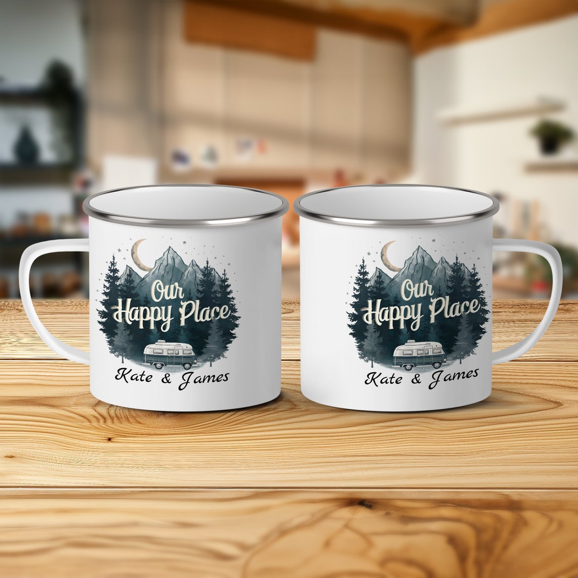 Personalized Camper Mug: Our Happy Place Forest Design - Etsy