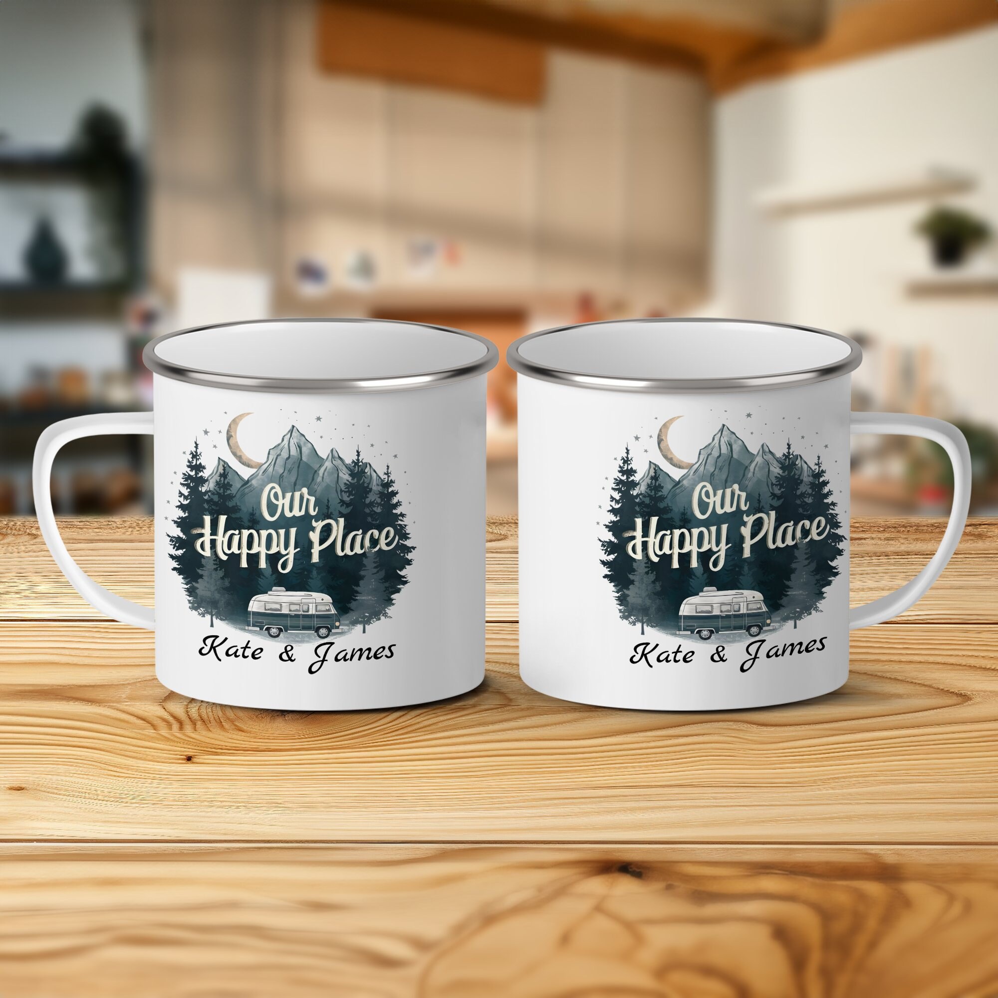 Personalized Camper Mug: Our Happy Place Forest Design - Etsy