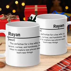 Personalized Name Mug, Definition for a Boy, Brave Curious Handsome ...