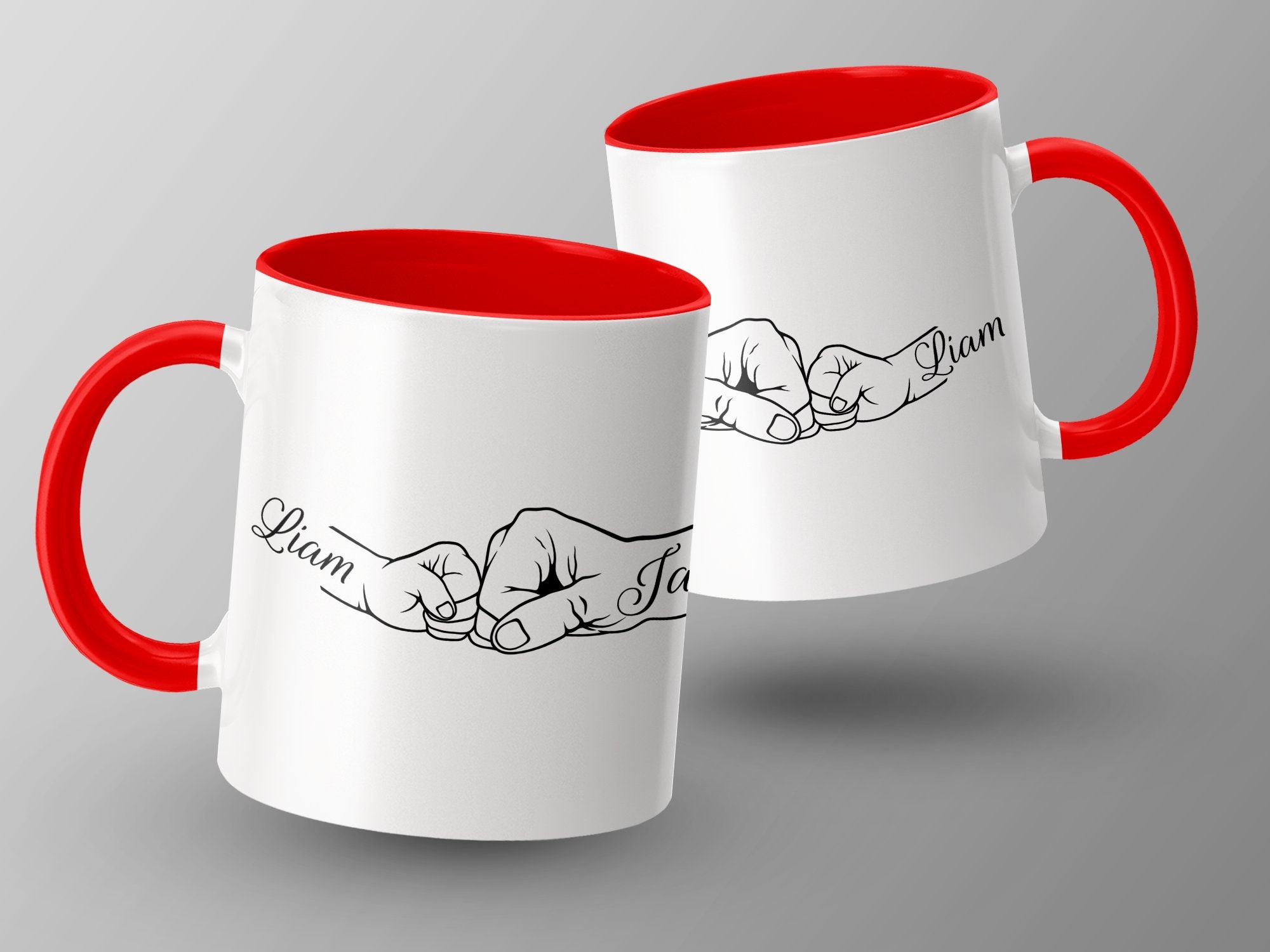 Personalized Fist Bump Dad Mug, Custom Handshake Coffee Cup, Friendship ...