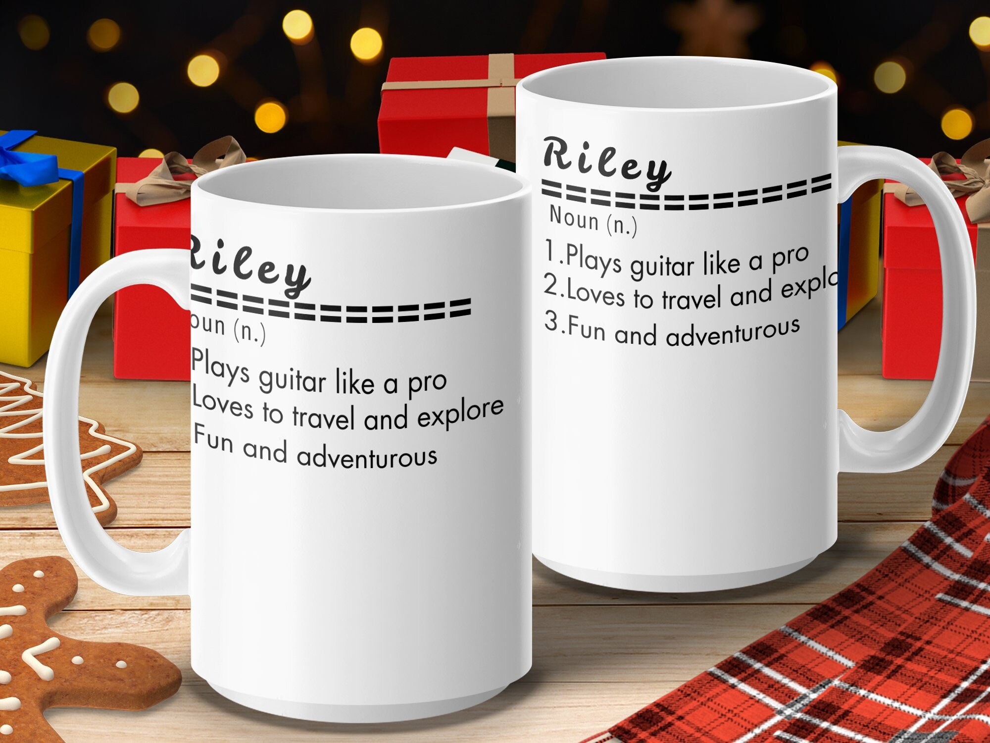 Personalized Name Definition Mug, Custom Traits Coffee Cup for Guitar Players and Travelers ...