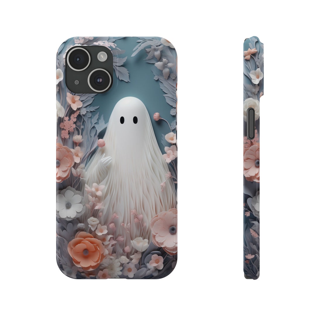 Ethereal Clay Ghosts Flowers Phone Case,3d Spooky Ghosts Floral Phone ...