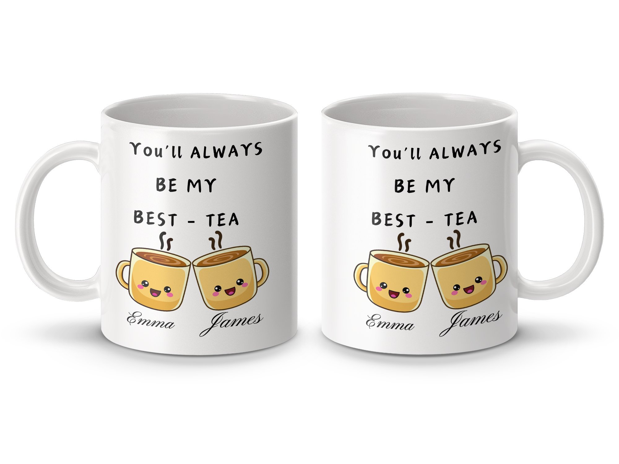 Best Tea Pun Mug, Cute Smiling Tea Cup Graphic, Personalized Friends ...