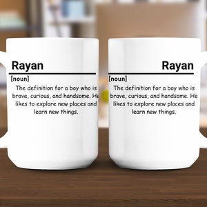 Personalized Name Mug, Definition for a Boy, Brave Curious Handsome ...