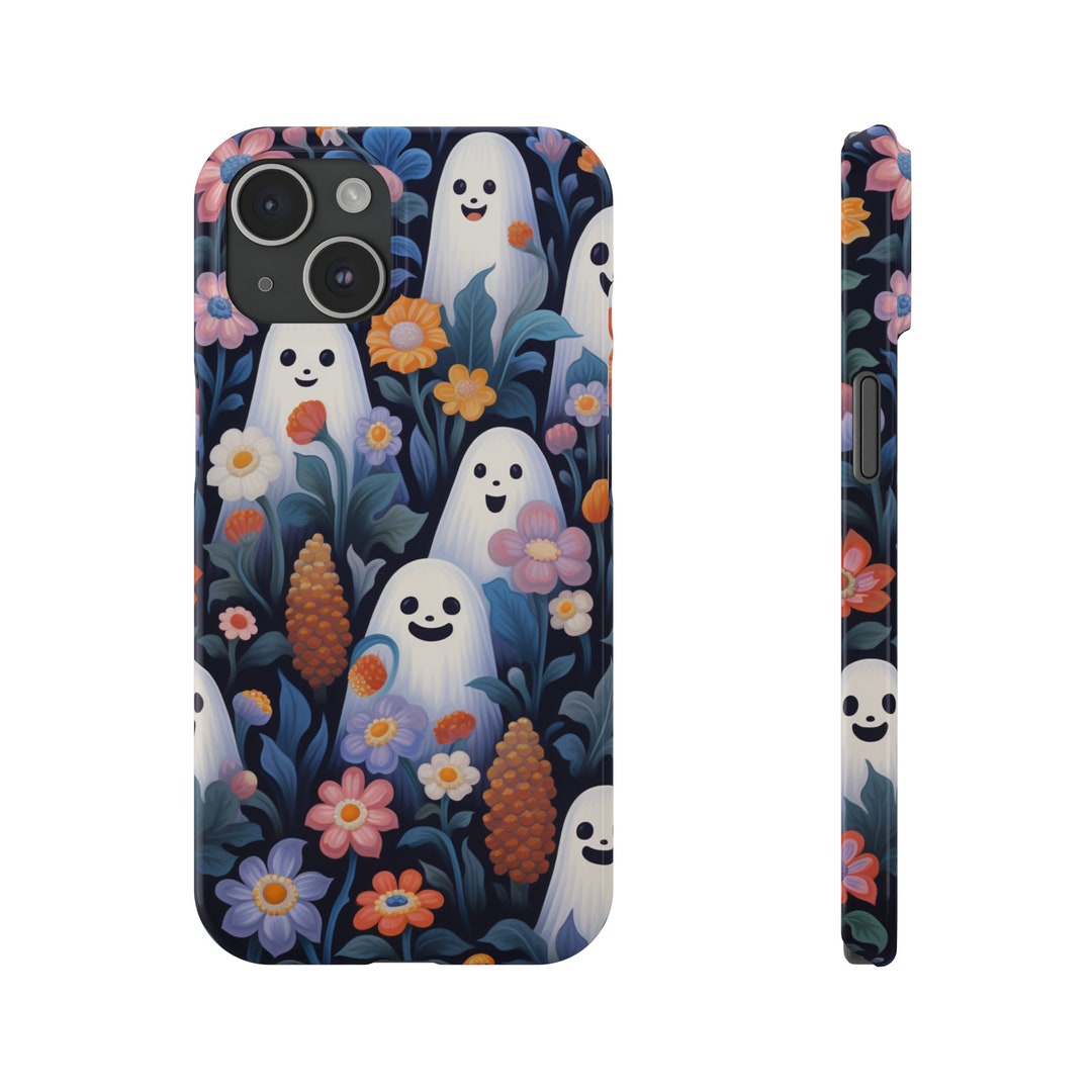 Ethereal Clay Ghosts Flowers Phone Case,3d Spooky Ghosts Floral Phone ...