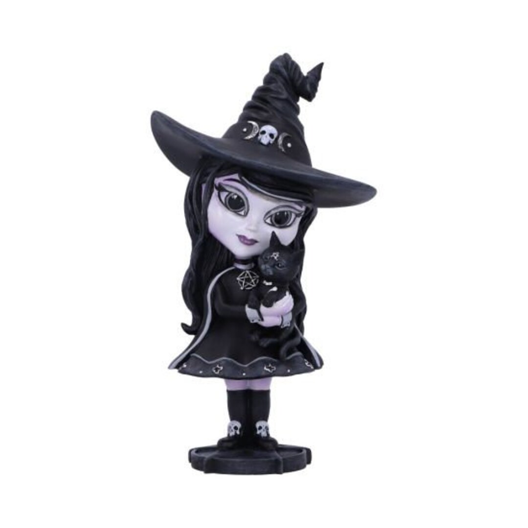 Witch Figurine Goth Witch Figurine Witch and Cat Figurine - Etsy
