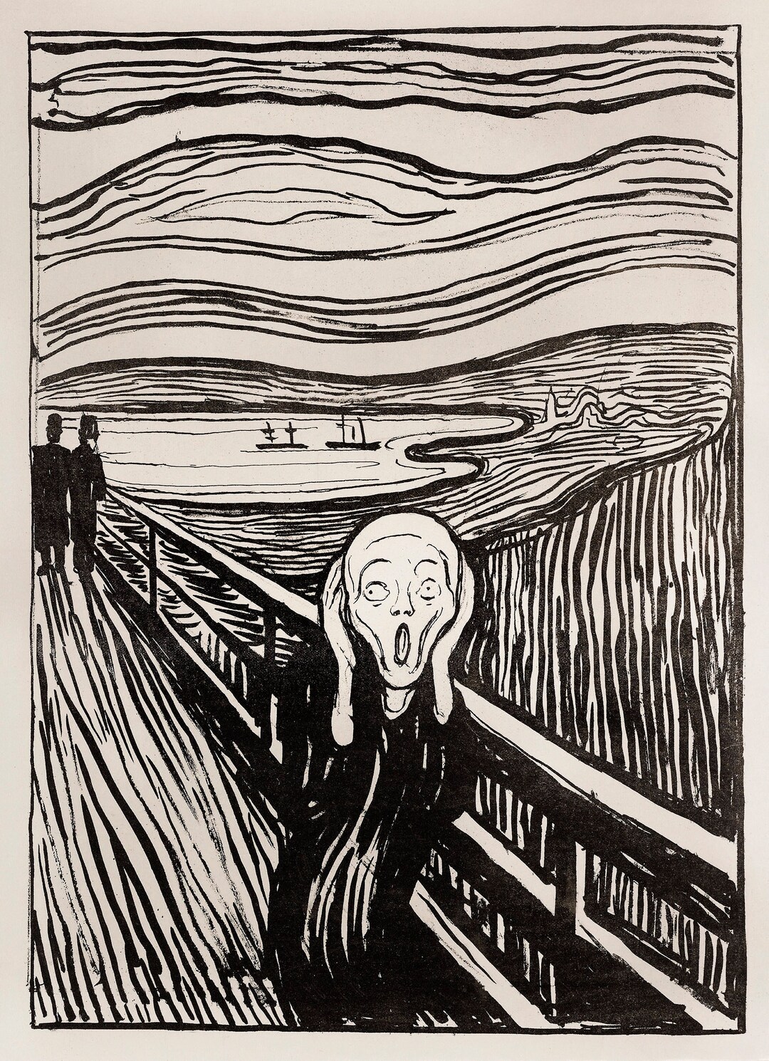 The Scream Print, Digital Download Print, Dark Print, Black and White ...