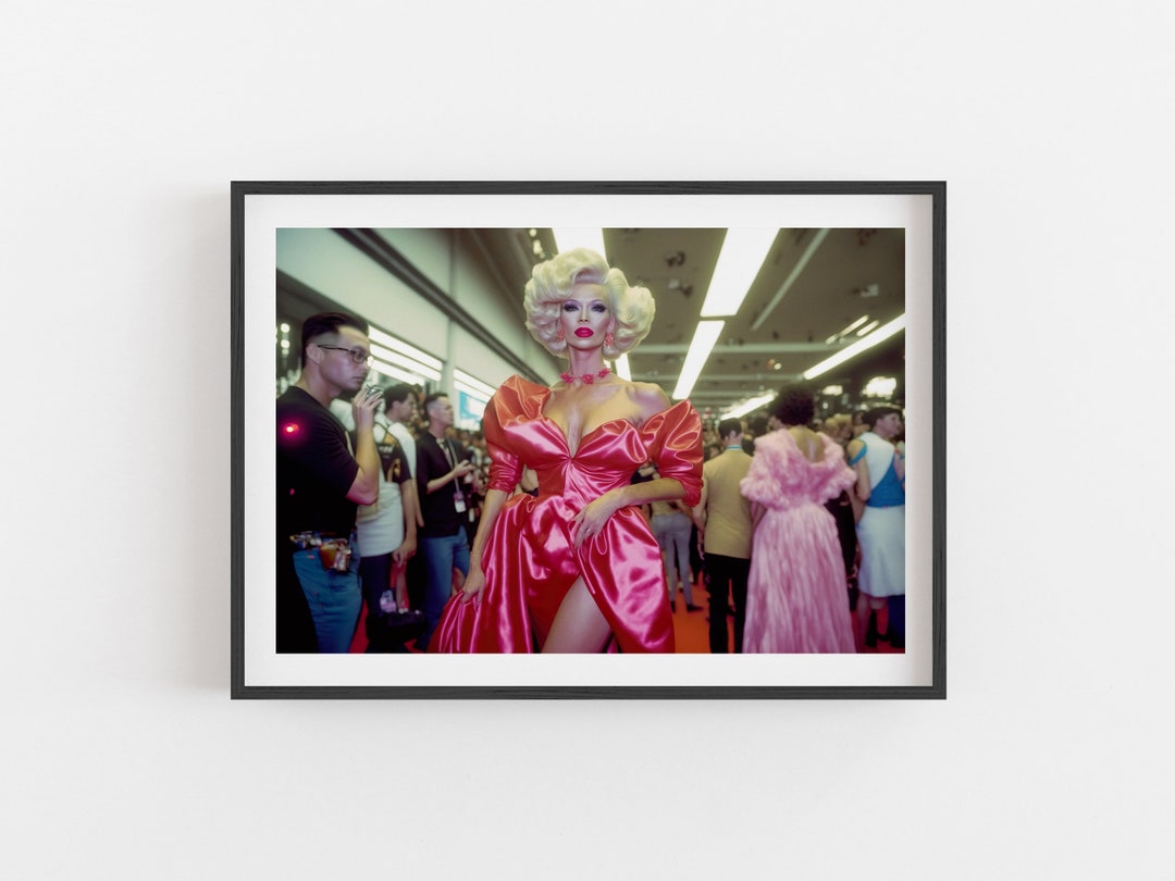 Vintage 1980's Dragcon Pink Dress Queen Photo Print, Retro TV Show ...