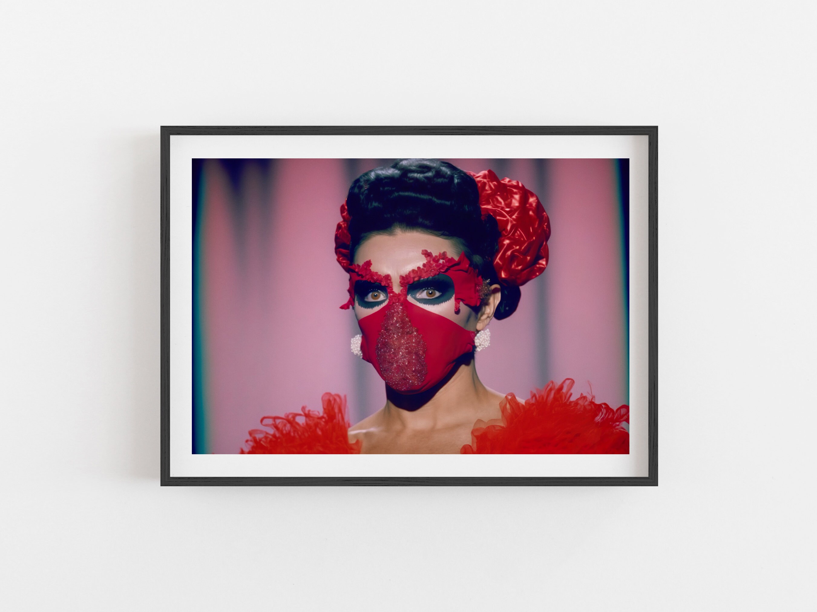 Vintage 1980's Drag Race Red Mask Queen Print, Retro TV Show Screencap ...