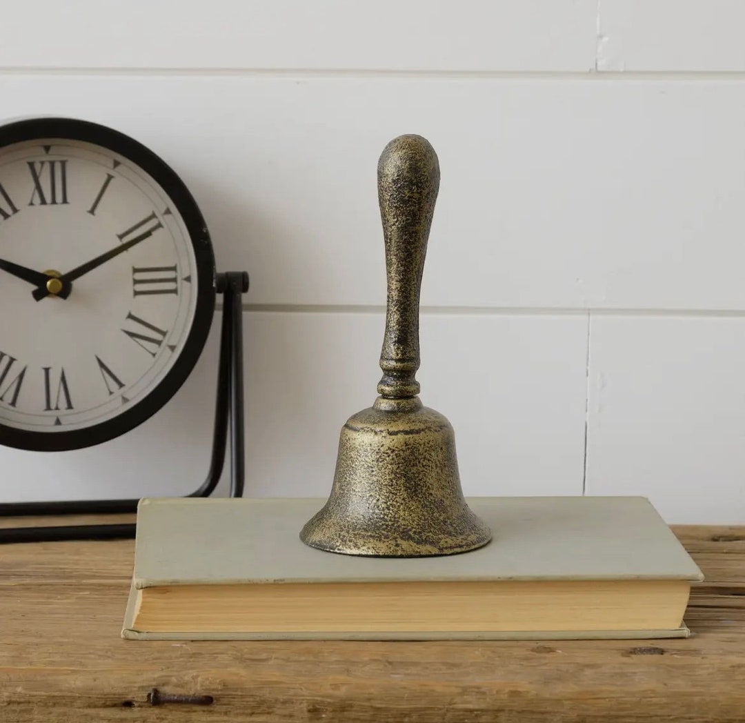 Iron Antique Style Hand Bell, Brass Coloured Bell - Etsy