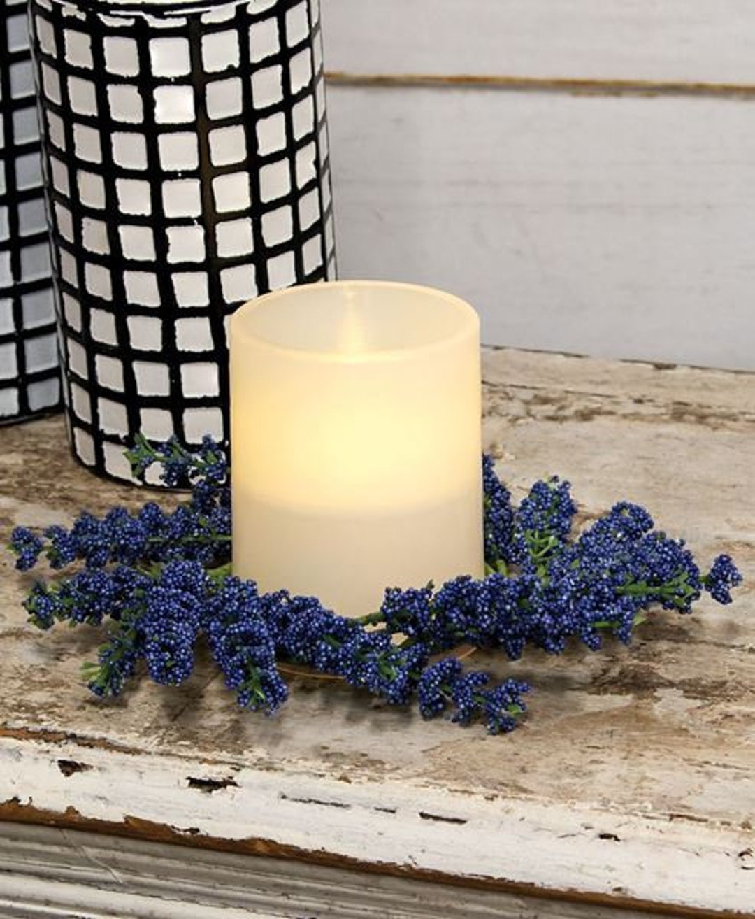 Blue Astilbe Candle Ring, 3 Candle Ring - Etsy
