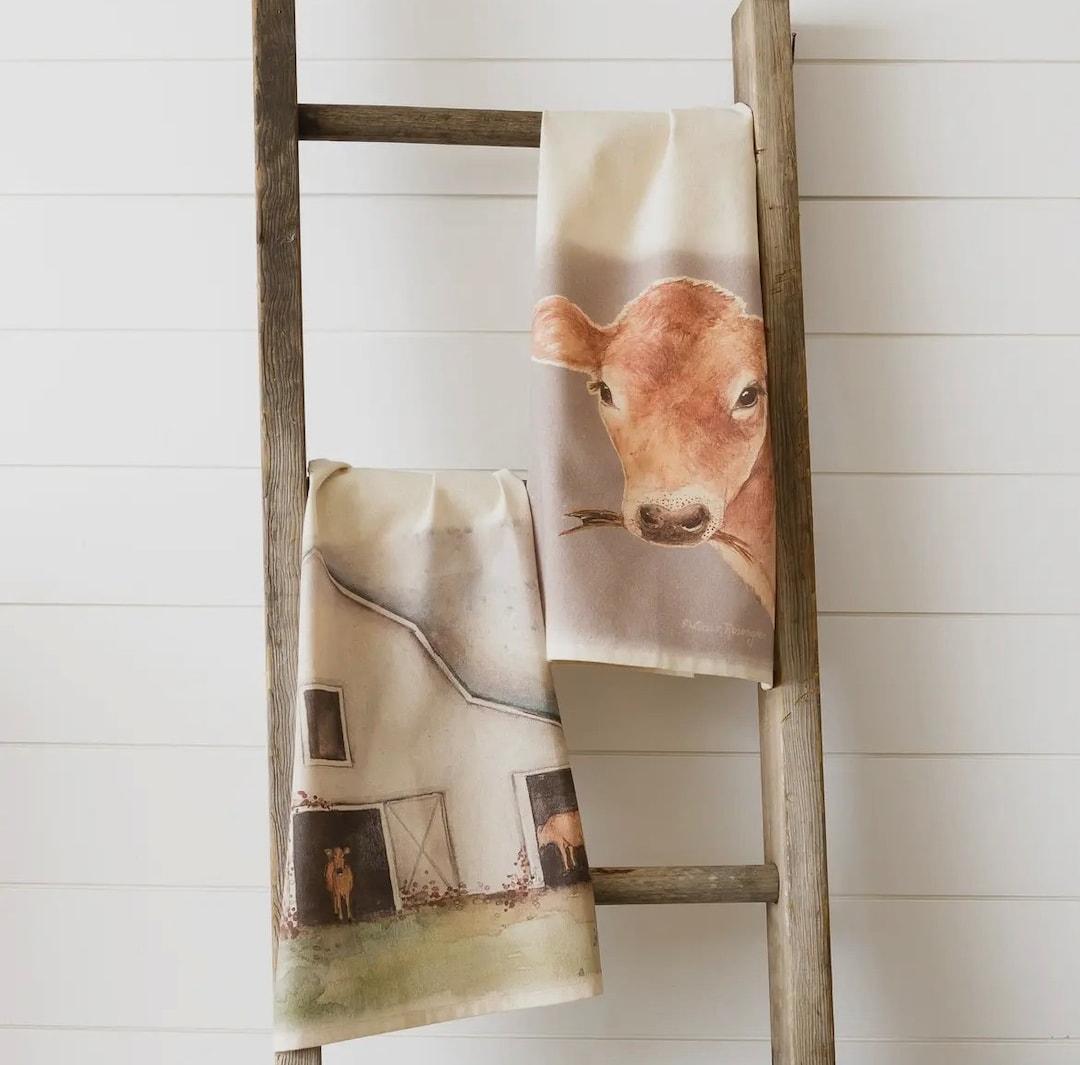 Tea Towel Set/2, Barn, Cow Tea Towels - Etsy