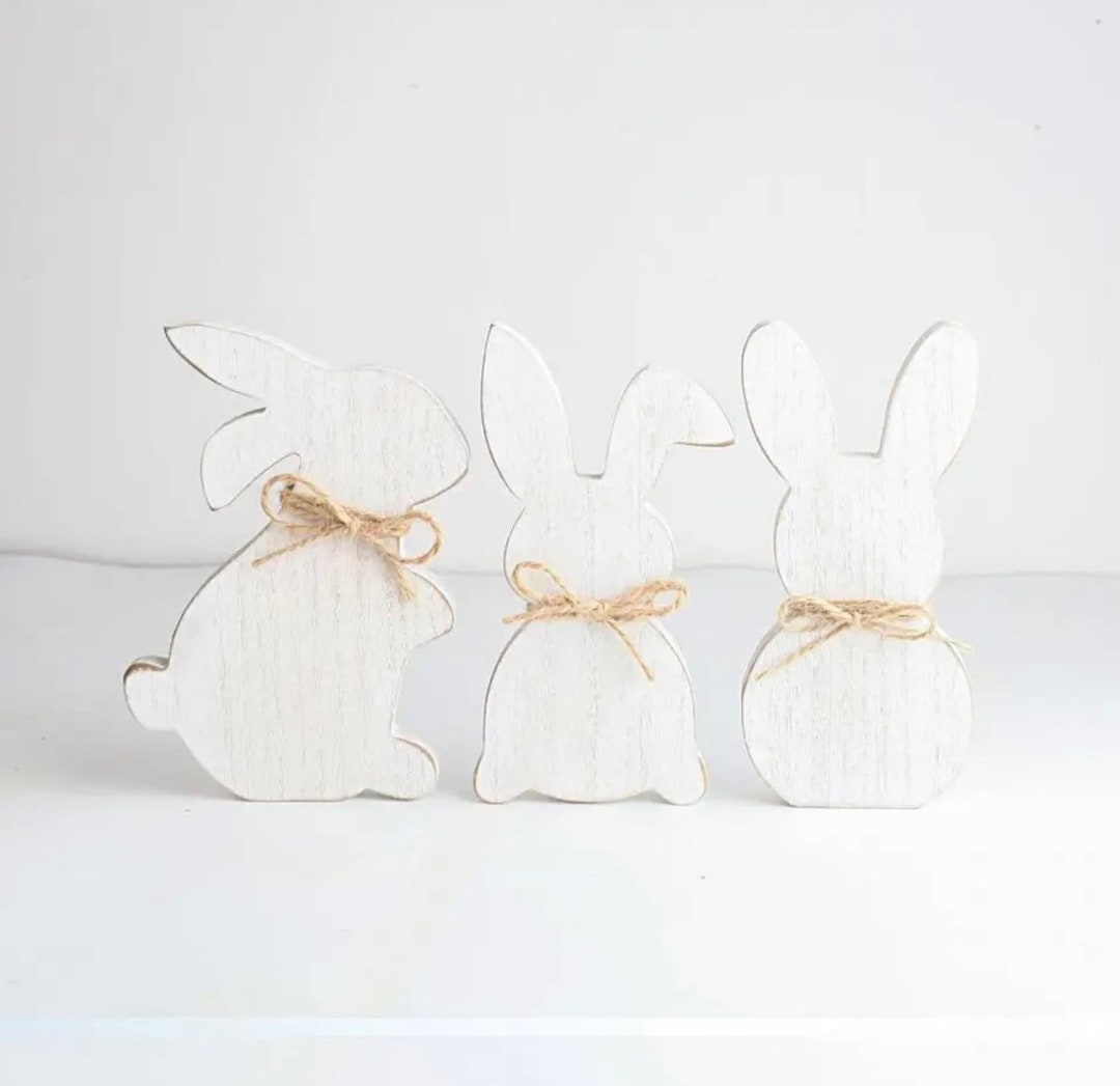Wooden Bunny, Easter Wooden Bunny, White Bunny, Decor - Etsy