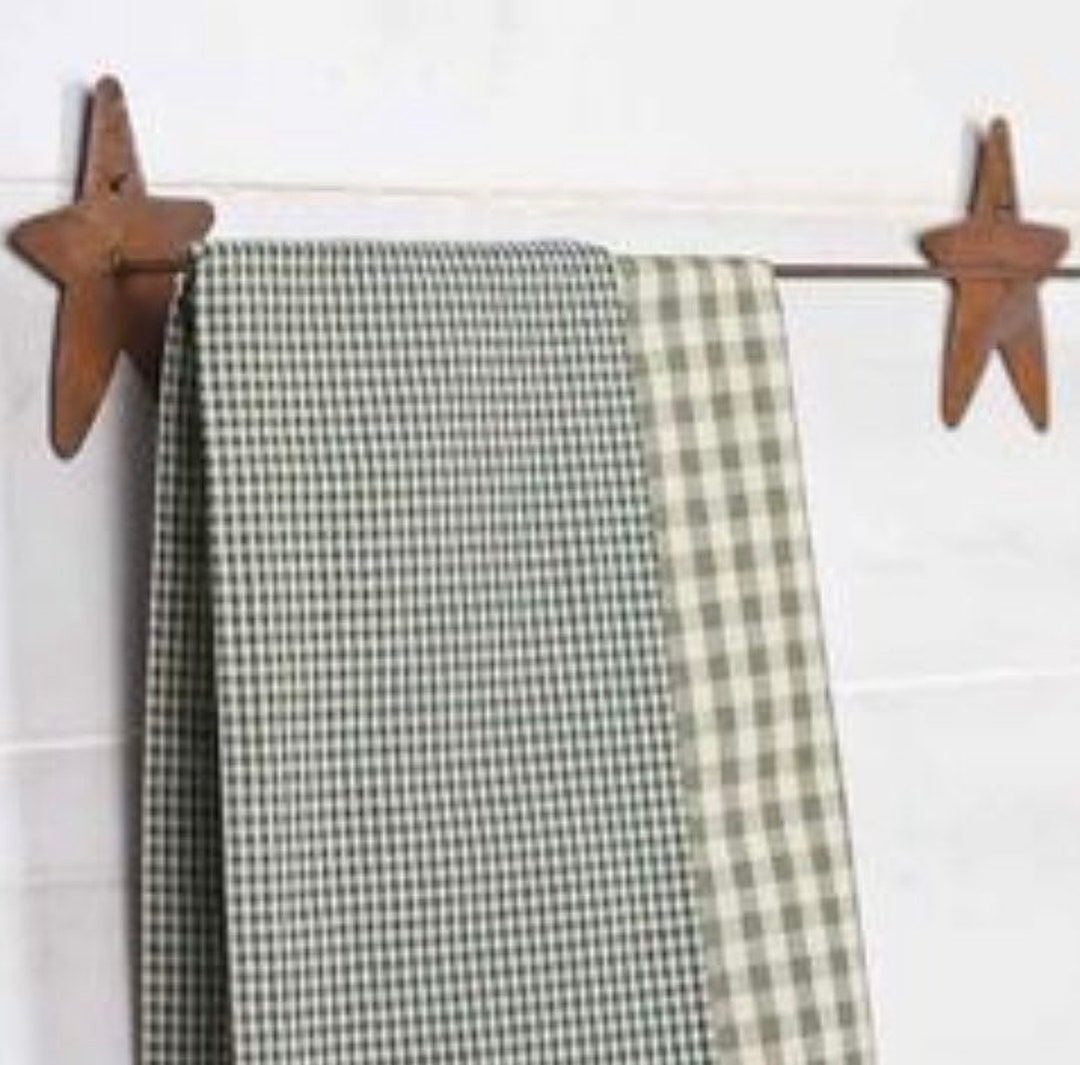 Rustic Towel Bar. Towel Rack, Farmhouse, Rusty Tin Star. Kitchen Towel ...