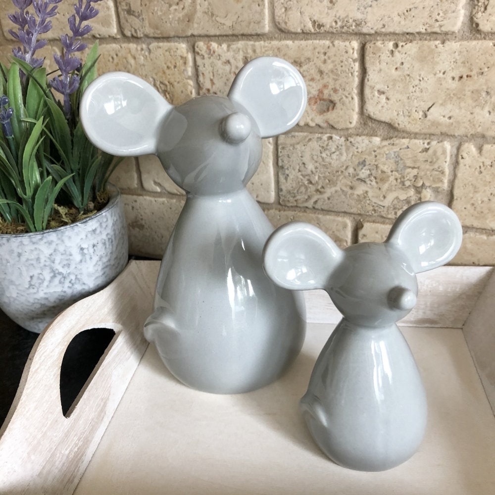 Ceramic Christmas Mice, Set/2, Sleek Mice Decor - Etsy