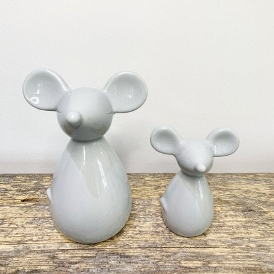 Ceramic Christmas Mice, Set/2, Sleek Mice Decor - Etsy