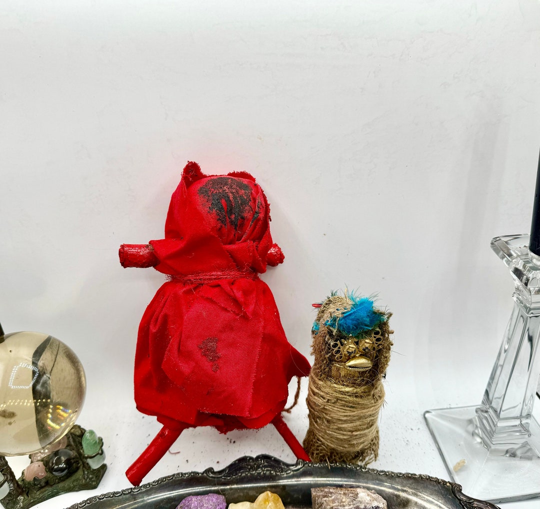 2 VOODOO DOLLS Hoodoo Amulet Talisman Paranormal Occult Moss Wicca ...
