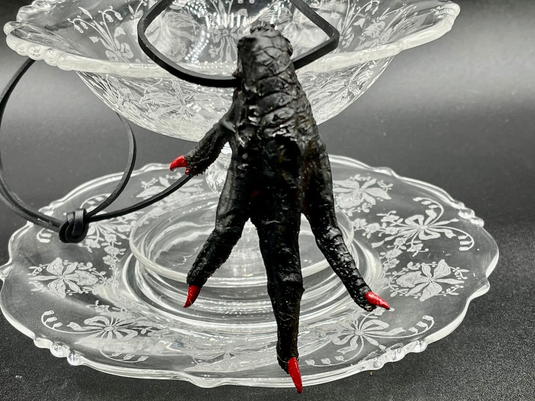 CHICKEN FOOT NECKLACE Black Red Cord Louisiana Voodoo Hoodoo Protection ...