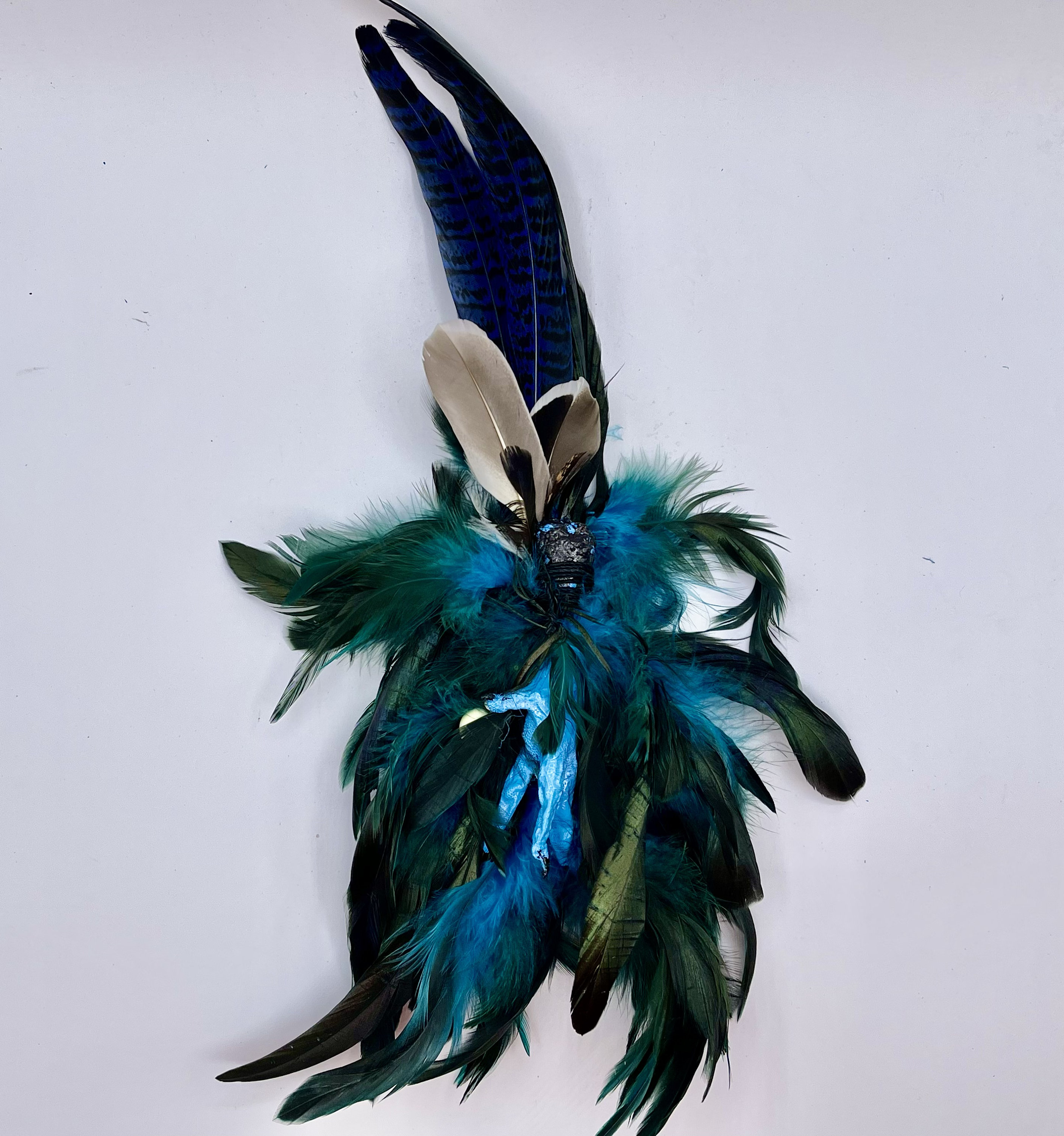 RITUAL RATTLE Blue Chicken Foot Amulet Good Luck Prosperity Fast Cash ...