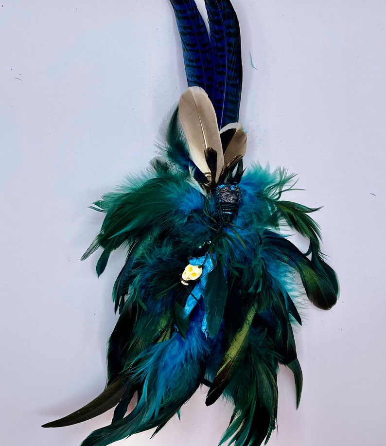 RITUAL RATTLE Blue Chicken Foot Amulet Good Luck Prosperity Fast Cash ...