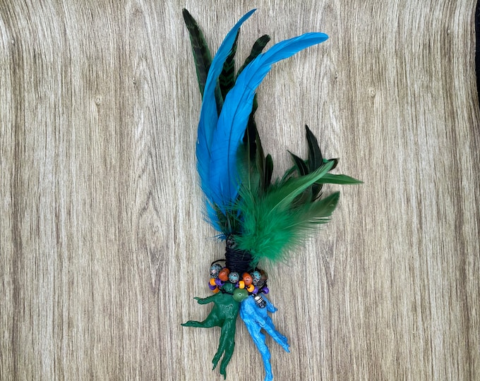 RITUAL RATTLE Double Chicken Foot Amulet Good Luck Prosperity Fast Cash ...