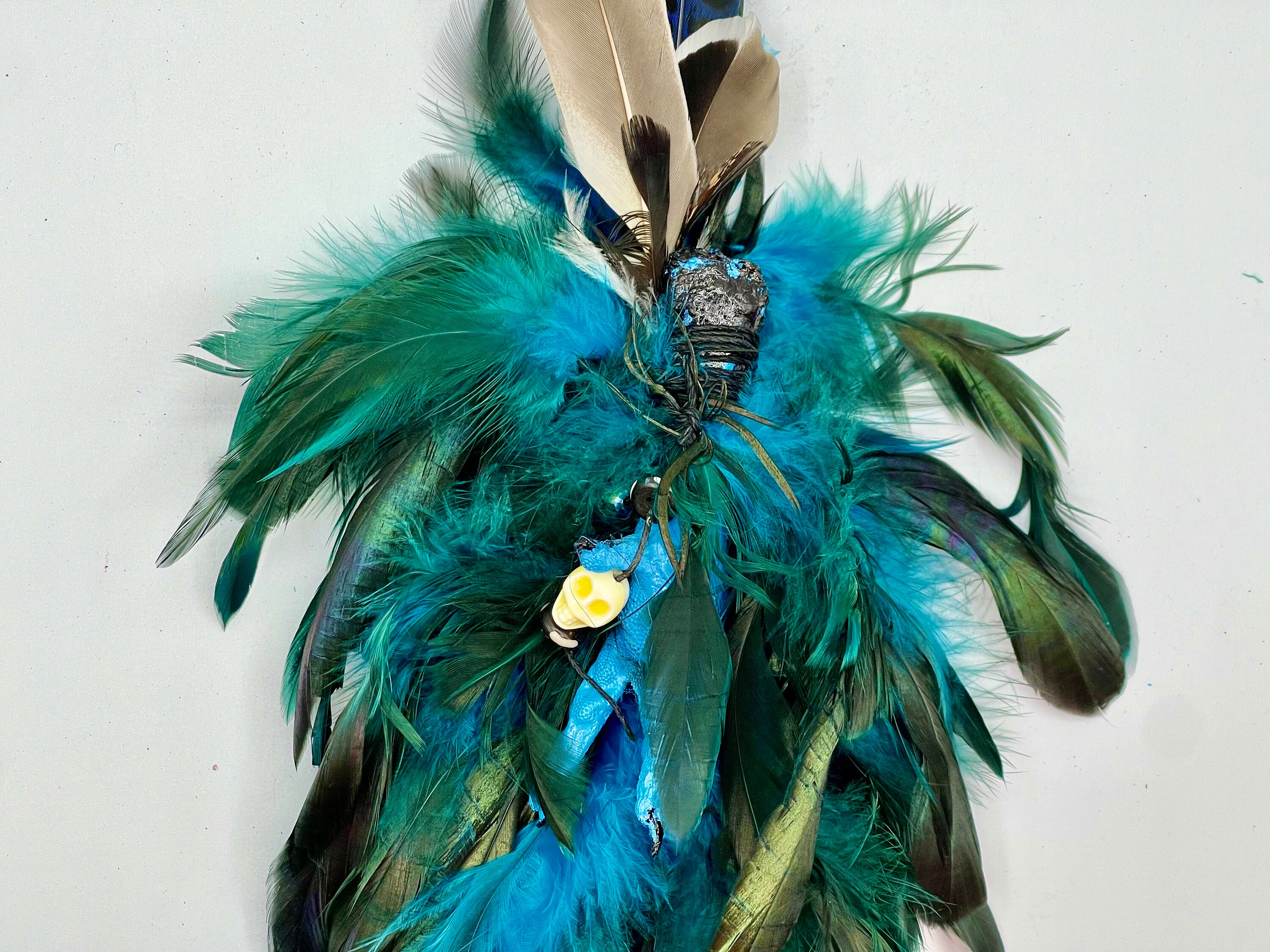 RITUAL RATTLE Blue Chicken Foot Amulet Good Luck Prosperity Fast Cash ...