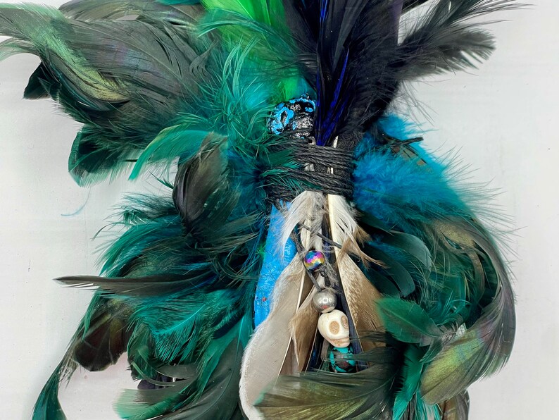 RITUAL RATTLE Blue Chicken Foot Amulet Good Luck Prosperity Fast Cash ...