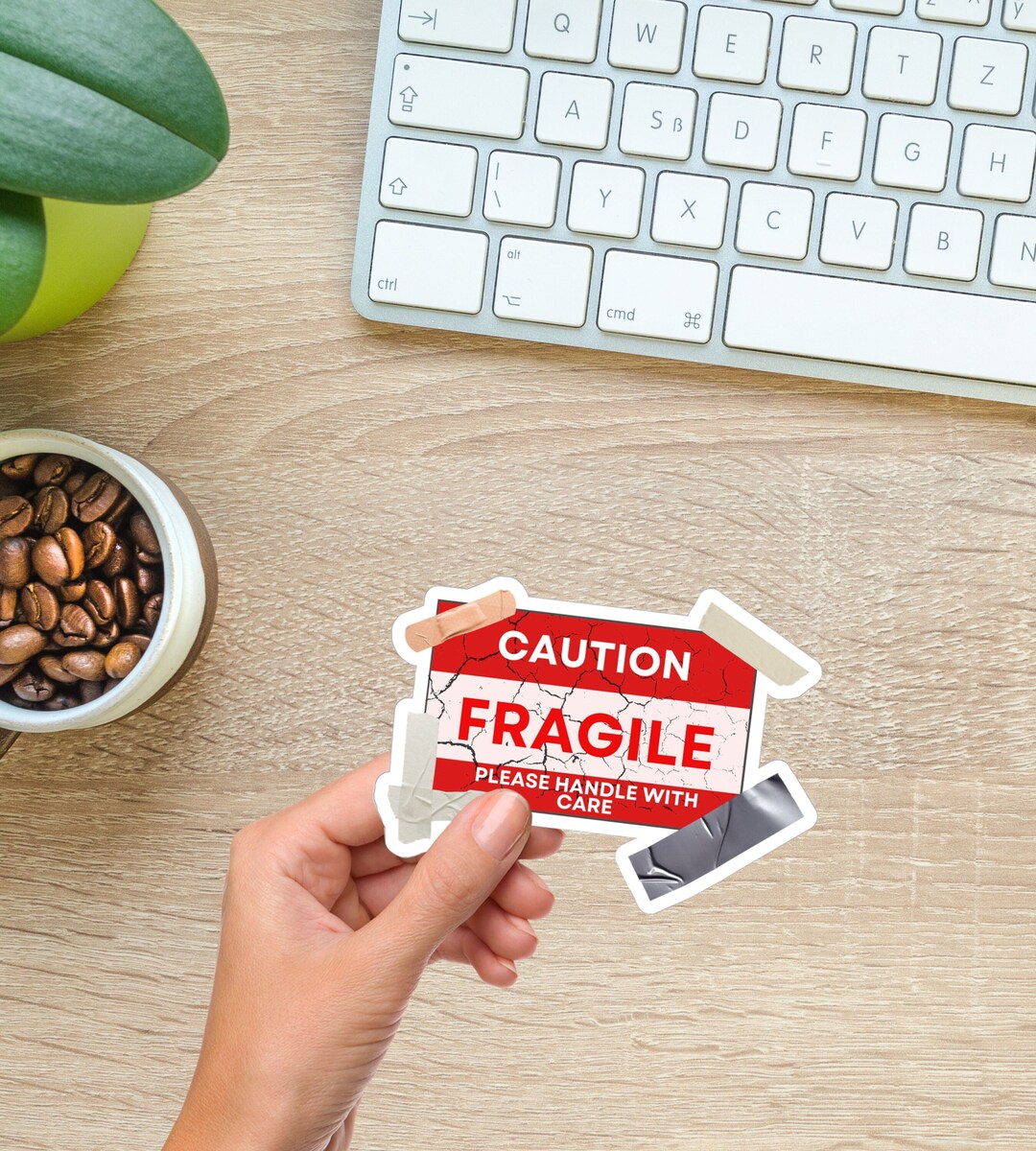 Fragile Handle With Care Sticker, Kiss Cut Vinyl Decal, Anxiety Bumper ...