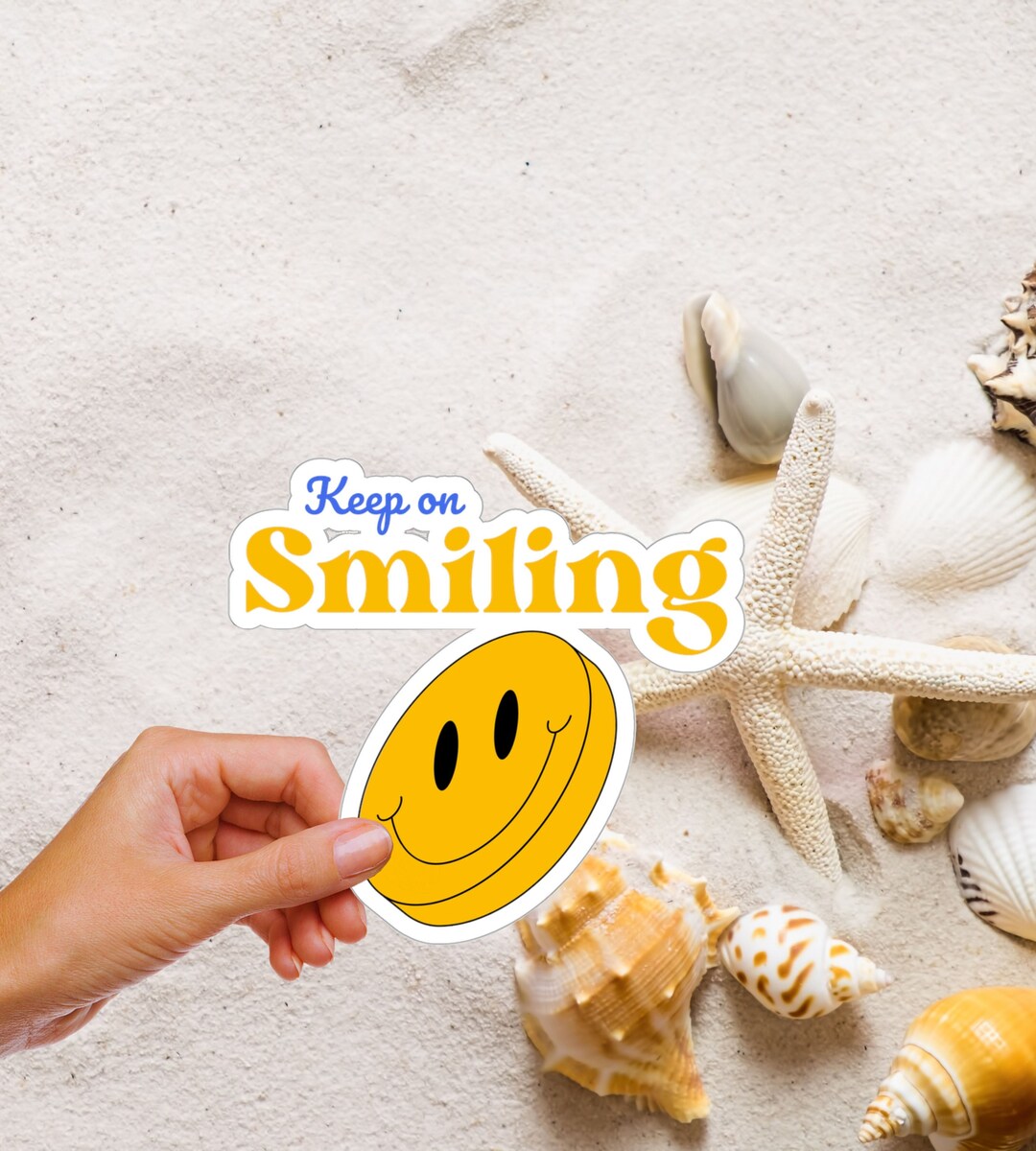 Smiley Face Sticker Keep on Smiling Kiss Cut Vinyl Decal Sticker Happy ...