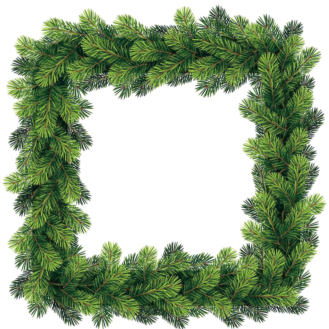 Green Pine Border Illustration, Christmas Tree Pine, Pine Border Frame ...
