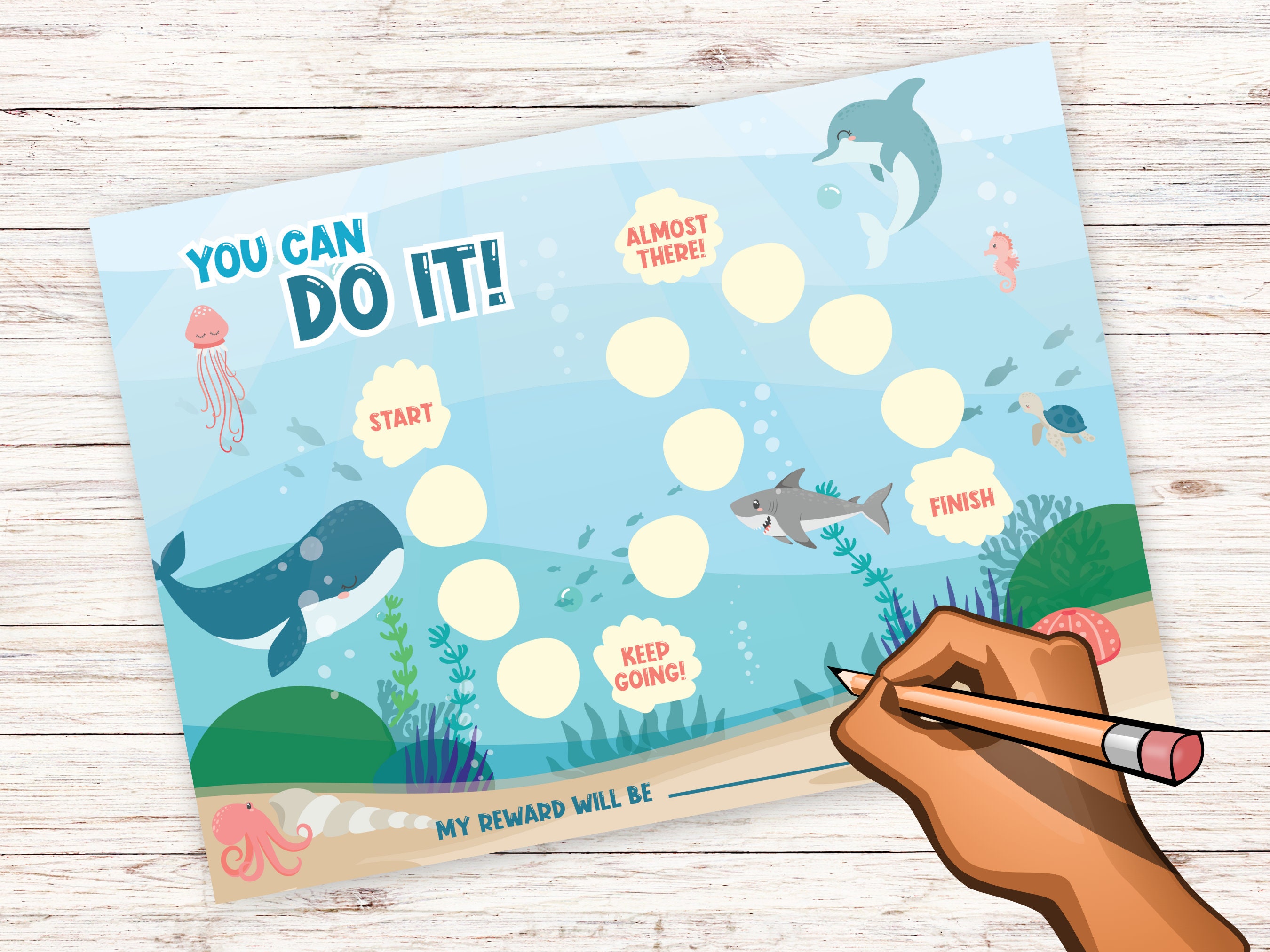 Reward Chart | Whale Shark Fish Sticker Chart | Instant Download ...
