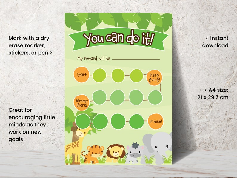 Printable Jungle Reward Chart | Toddler Reward Chart | Reward Chart ...