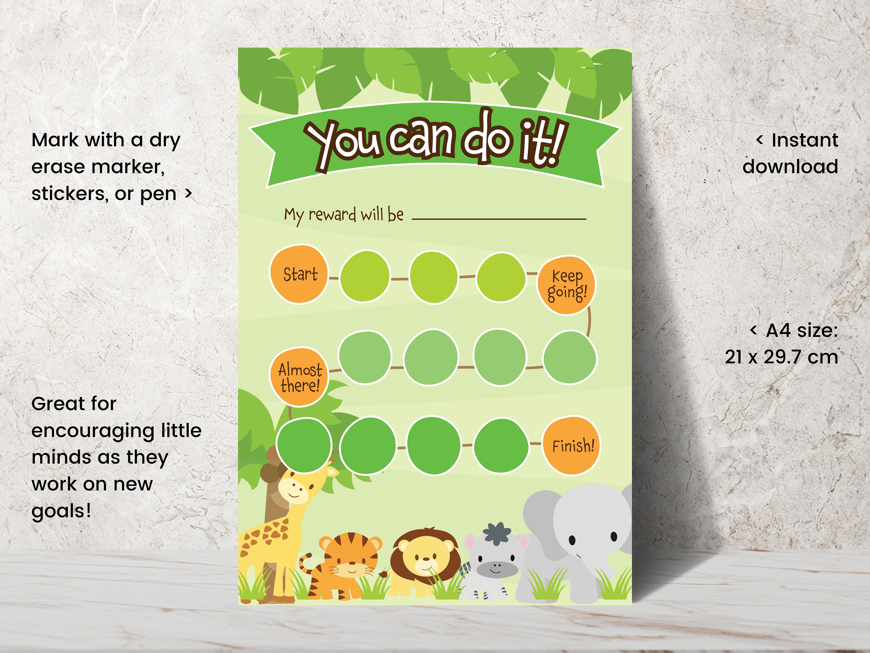 Printable Jungle Reward Chart | Toddler Reward Chart | Reward Chart ...