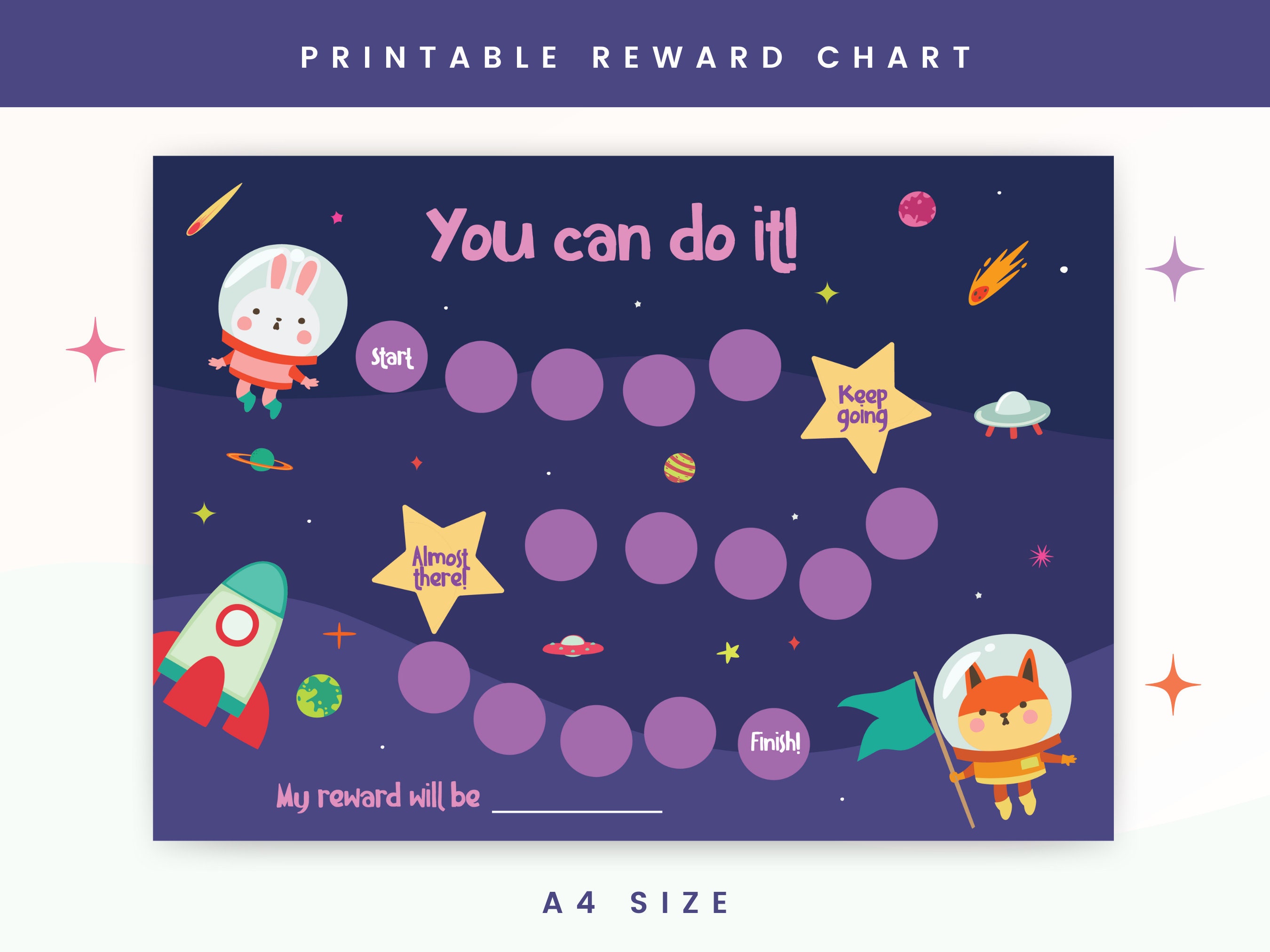 Printable Space Reward Chart for Kids | Kids Reward Chart | Galaxy ...