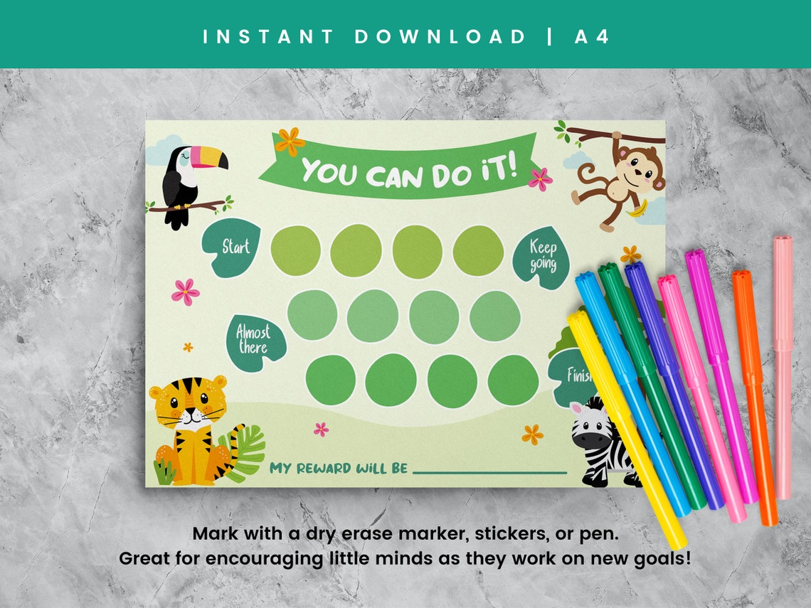 Printable Jungle Reward Chart | Safari Reward Chart | Growth Chart for ...