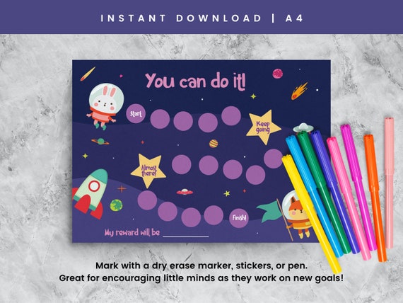 Classroom Home Incentive Chart 8x10 Cartoon Space Theme Acrylic Reward ...