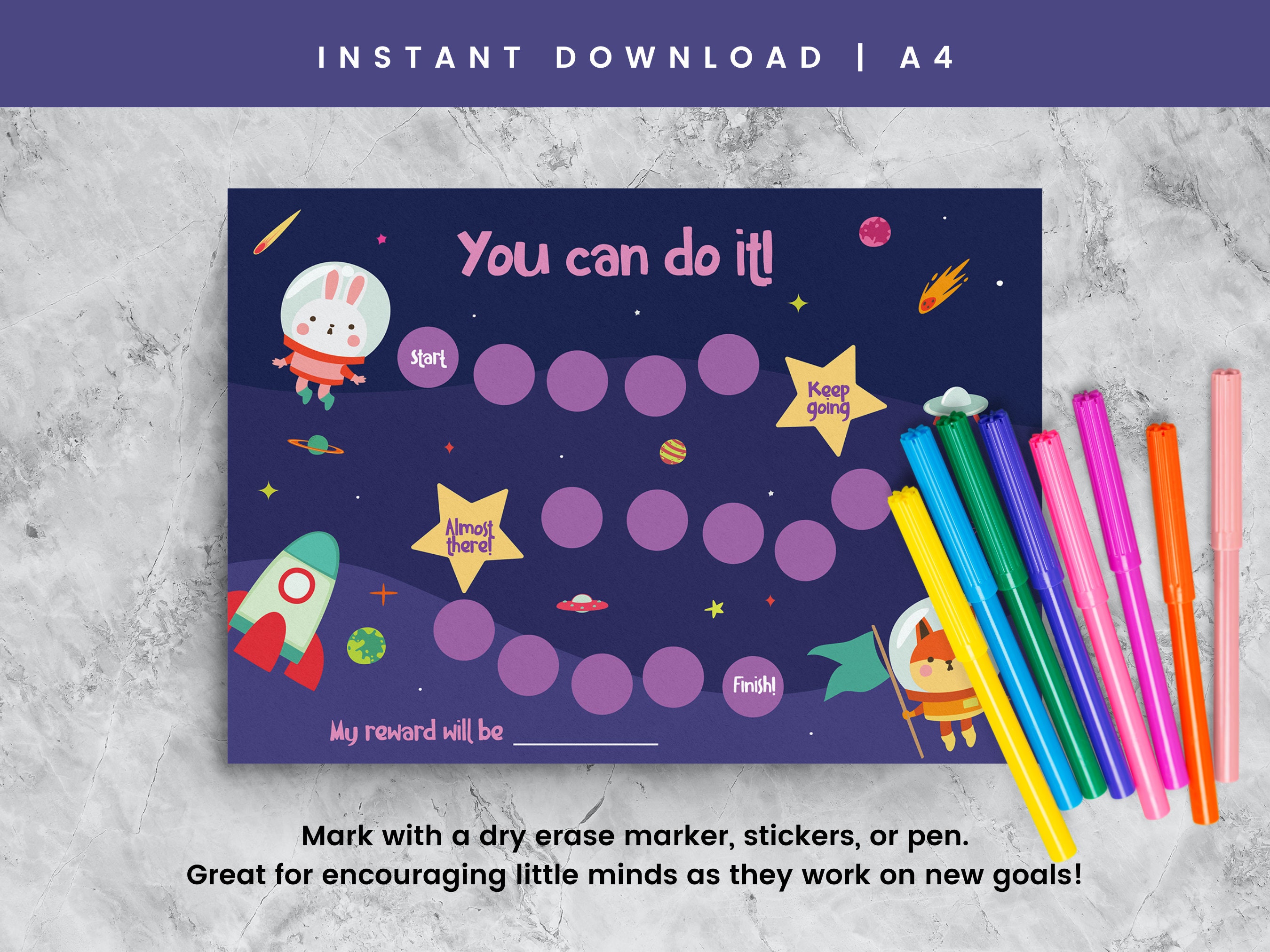 Printable Space Reward Chart for Kids | Kids Reward Chart | Galaxy ...