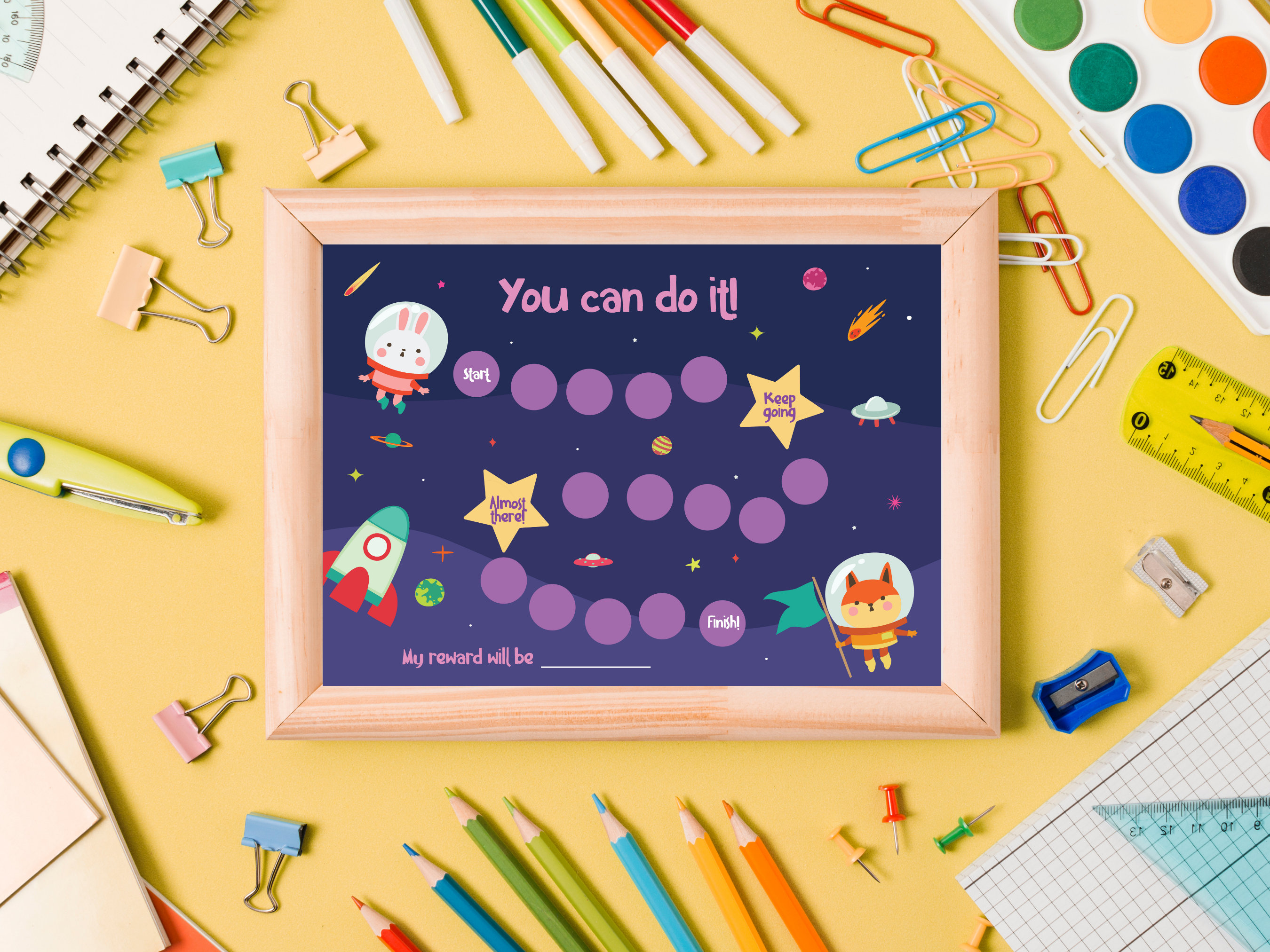 Printable Space Reward Chart for Kids | Kids Reward Chart | Galaxy ...