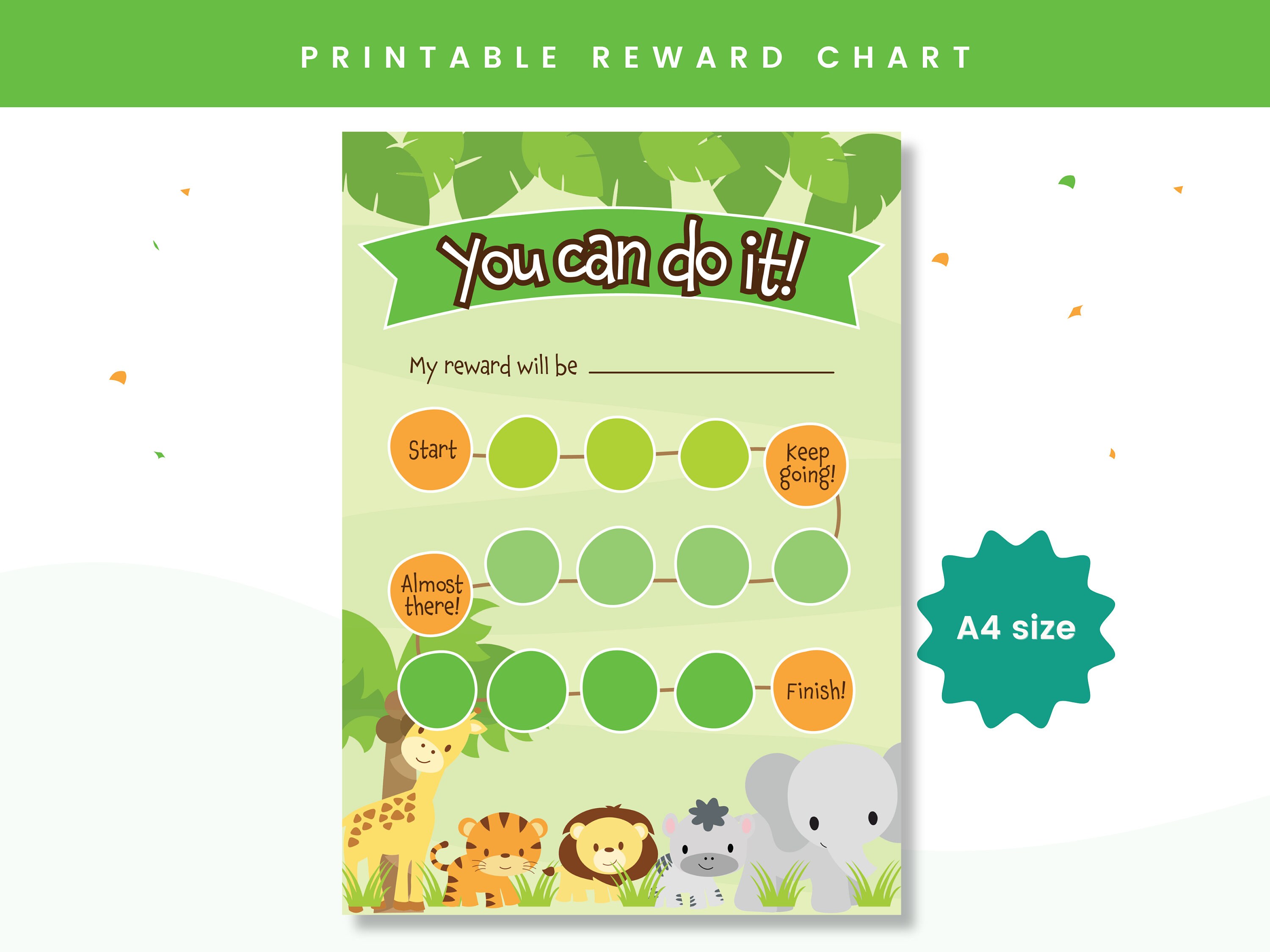Printable Jungle Reward Chart | Toddler Reward Chart | Reward Chart ...