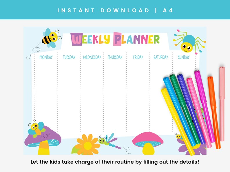 Bugs Weekly Schedule for Kids Printable | Homeschool Weekly Schedule ...