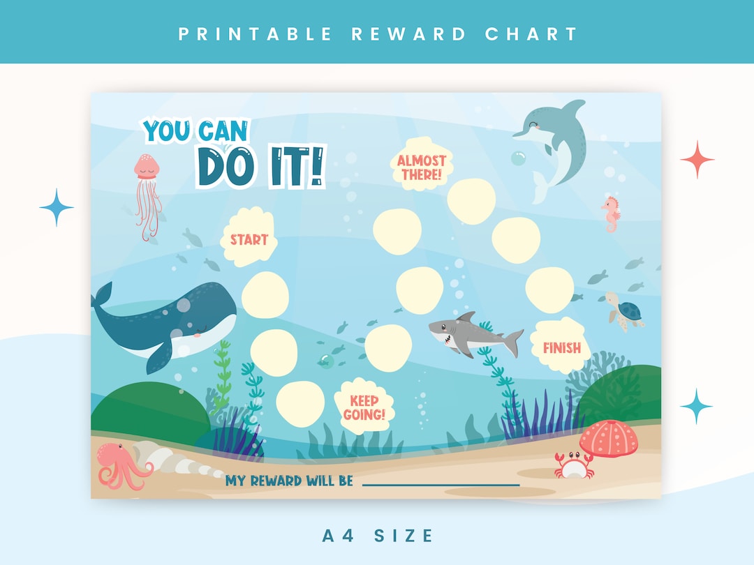 Reward Chart | Whale Shark Fish Sticker Chart | Instant Download ...